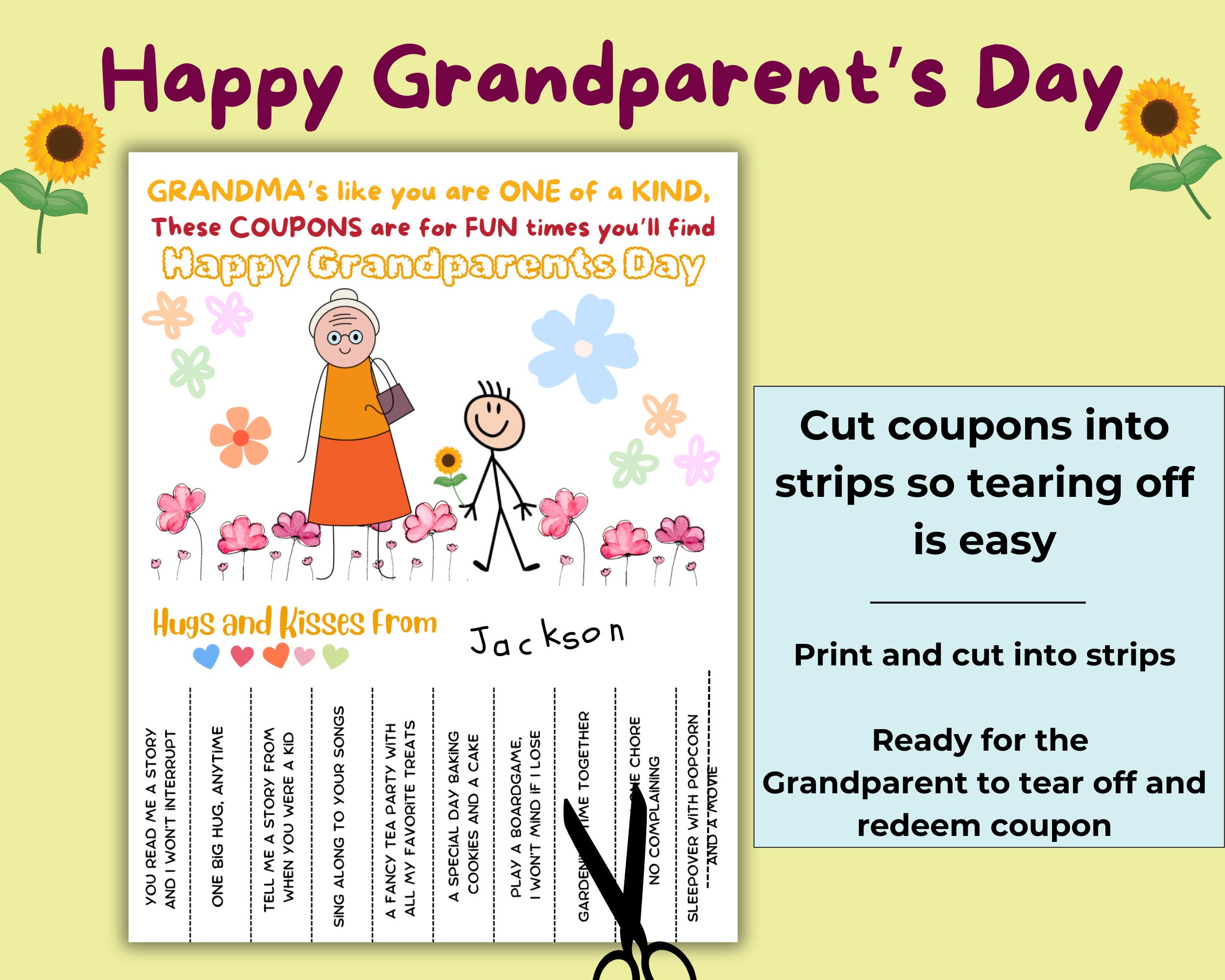 Editable Happy Grandparent's Day Coupon Flyer - Printable Grandmother ...