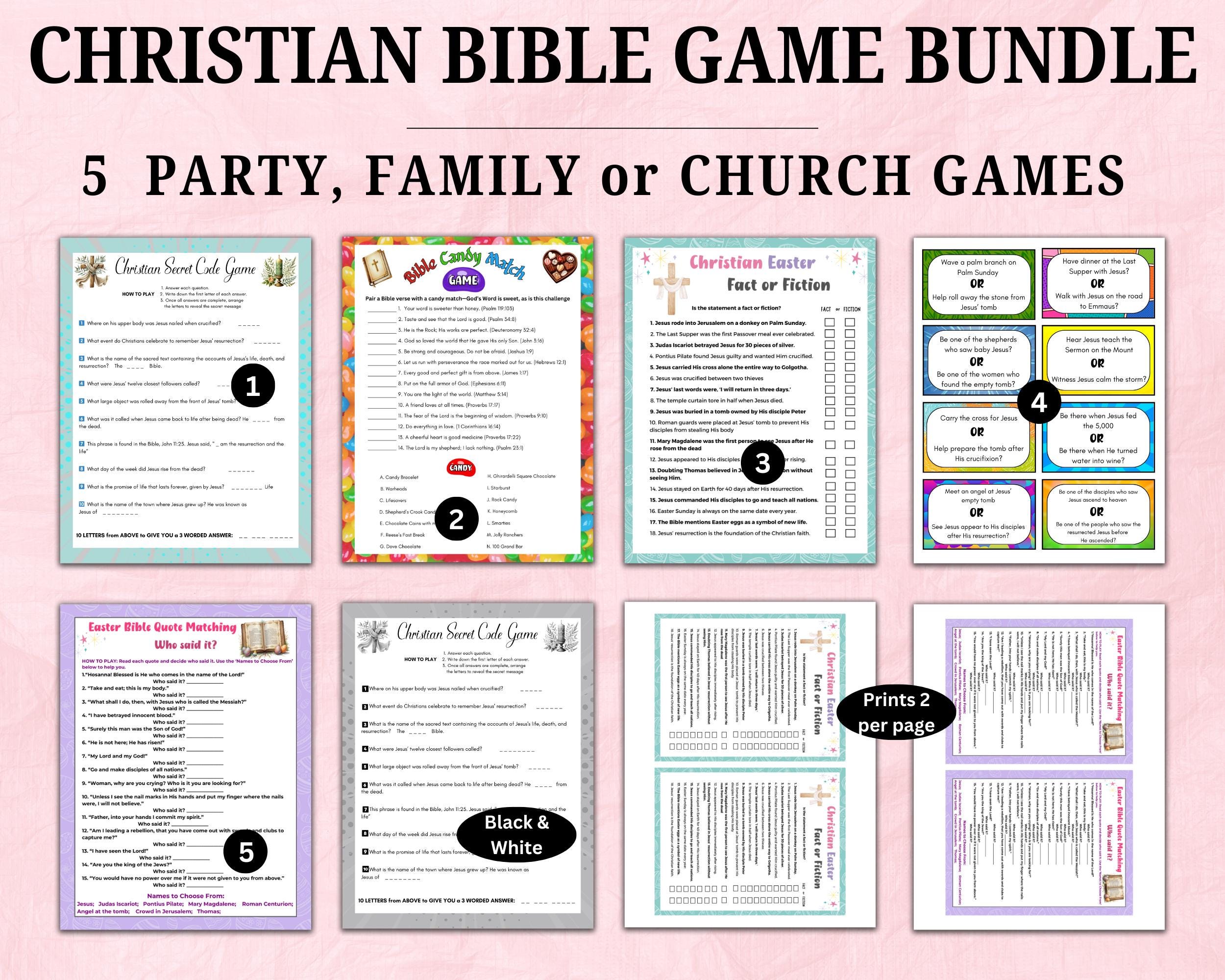 5 Bible Games BUNDLE, Christian Easter Games, Printable Christian Games ...