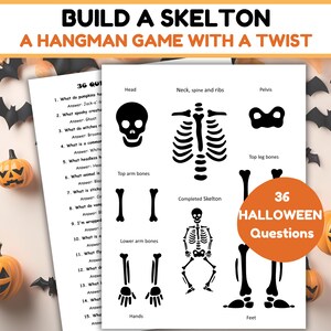 Build a Skeleton Printable Game, Hangman Game With a Skelton, 36 ...