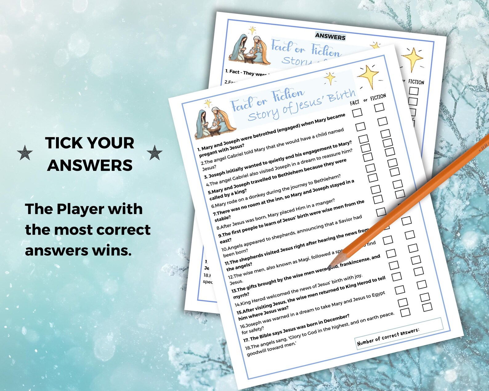 Bible Christmas Trivia Game 18 Questions on the Story of Jesus' Birth ...