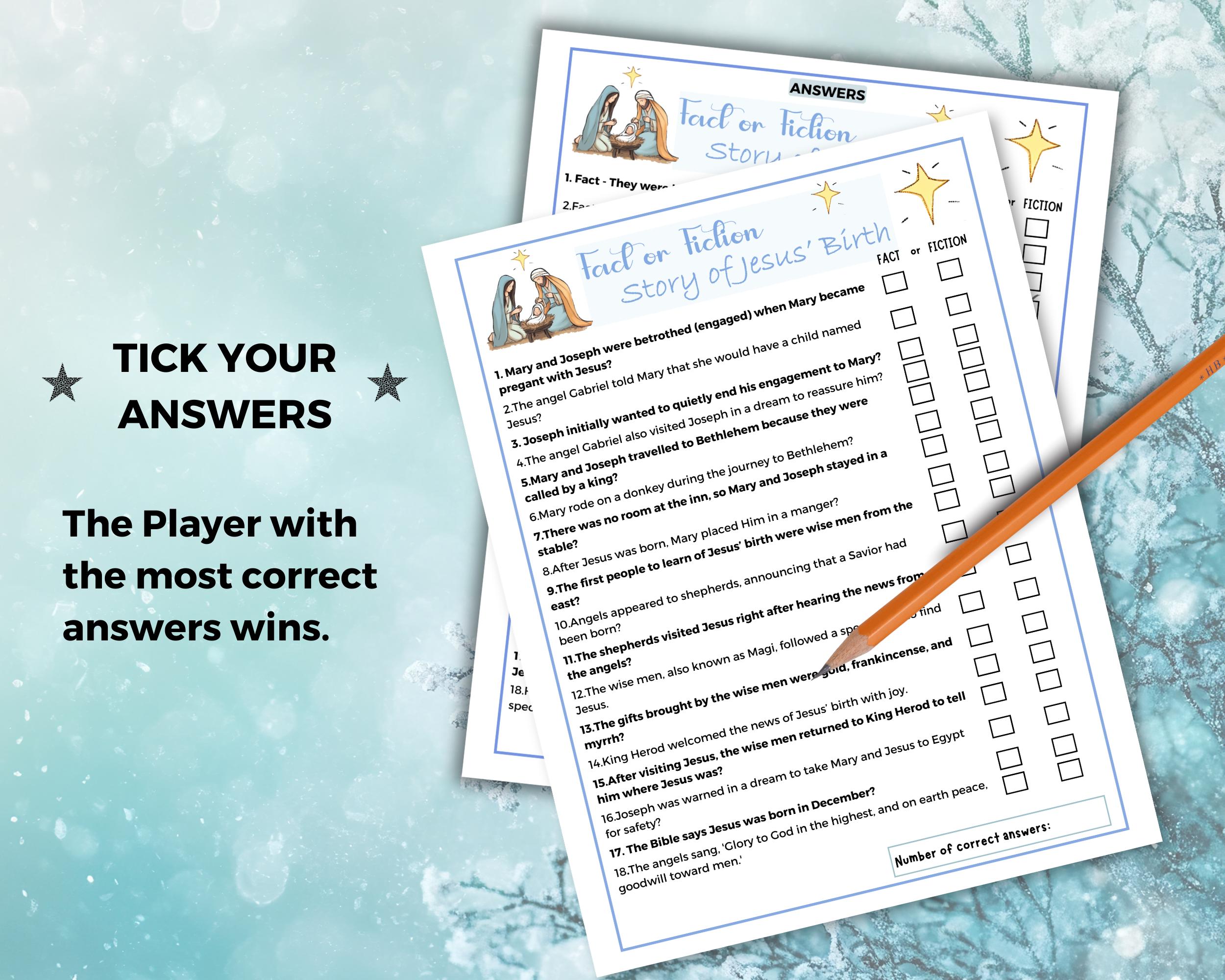 Bible Christmas Trivia Game 18 Questions on the Story of Jesus' Birth ...