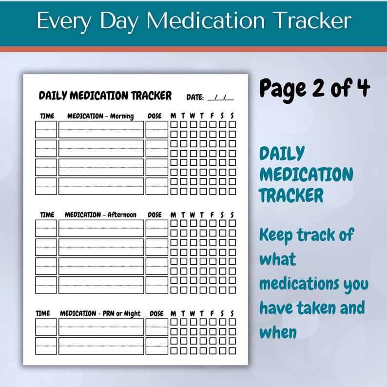Printable Medication Log, Simple Medication Tracker for Daily Use, Easy ...