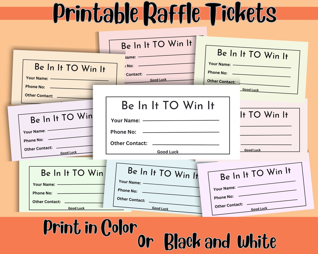 Raffle Tickets, Generic Ticket Template or Event Raffle Ticket, Use for ...