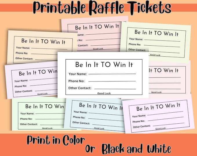 Raffle Ticket Fundraiser, Printed Raffle Tickets, Editable Raffle ...