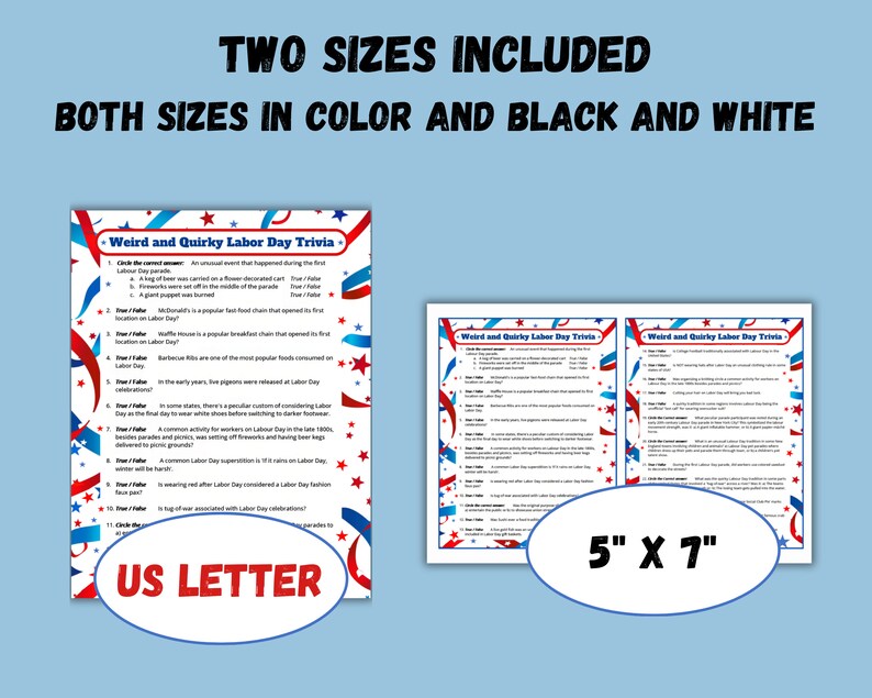 Labor Day Trivia Game, 25 Crazy Weird Trivia Questions Printable Party ...