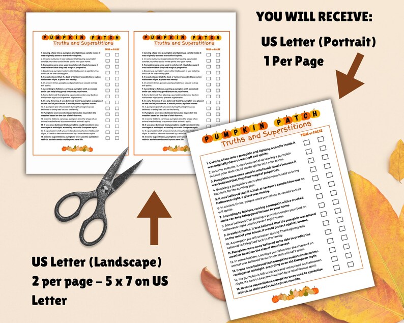 Pumpkin True or False, Printable Pumpkin Trivia Game, Thanksgiving ...