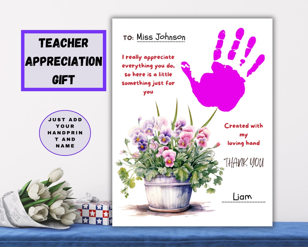 Teacher Appreciation Handprint Art as a Thank You Gift, Teacher ...