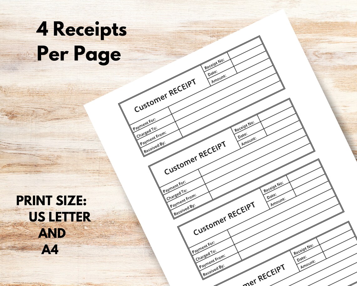 Cash Payment Receipt, Sales Receipt for Personal Use or a Small ...