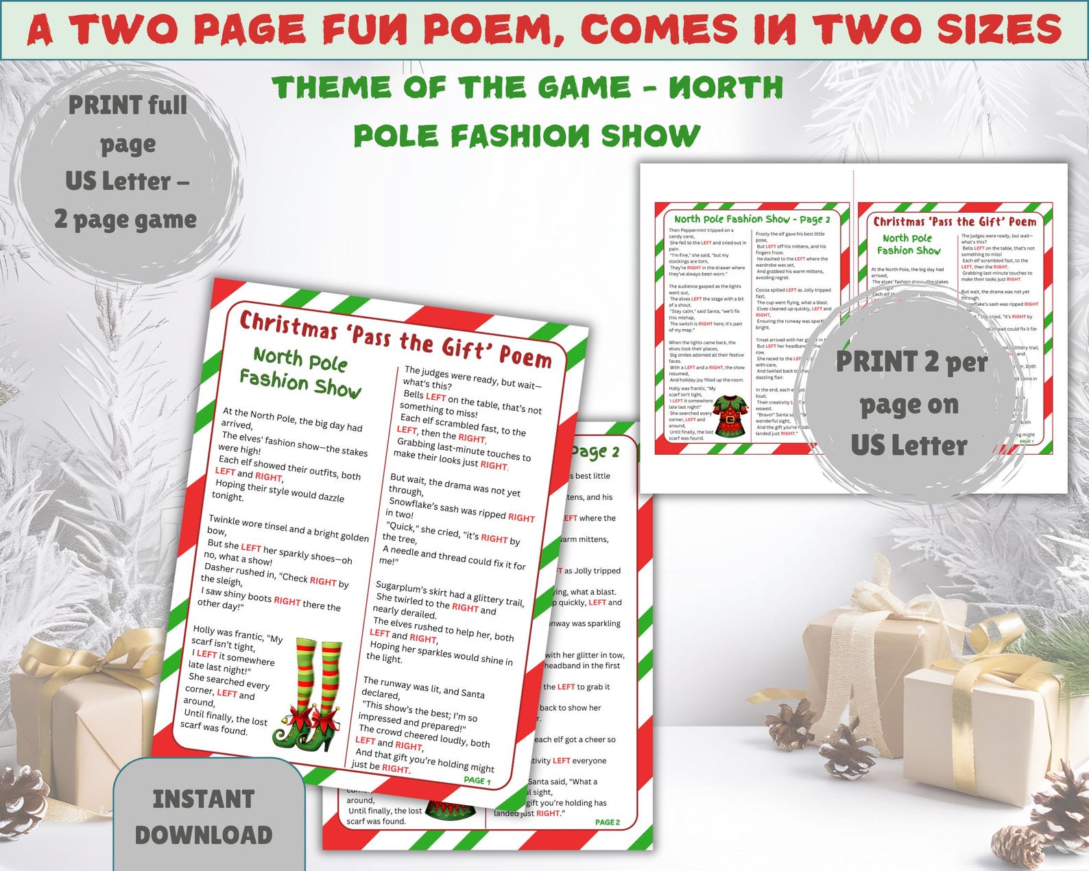 Christmas Left Right Game, Pass the Gift Game Right Left Christmas Poem ...