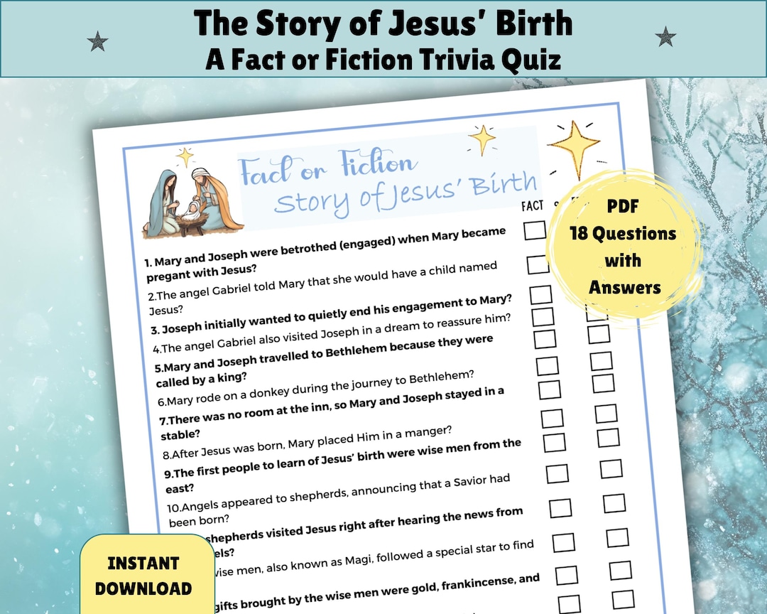 Bible Christmas Trivia Game 18 Questions on the Story of Jesus' Birth ...