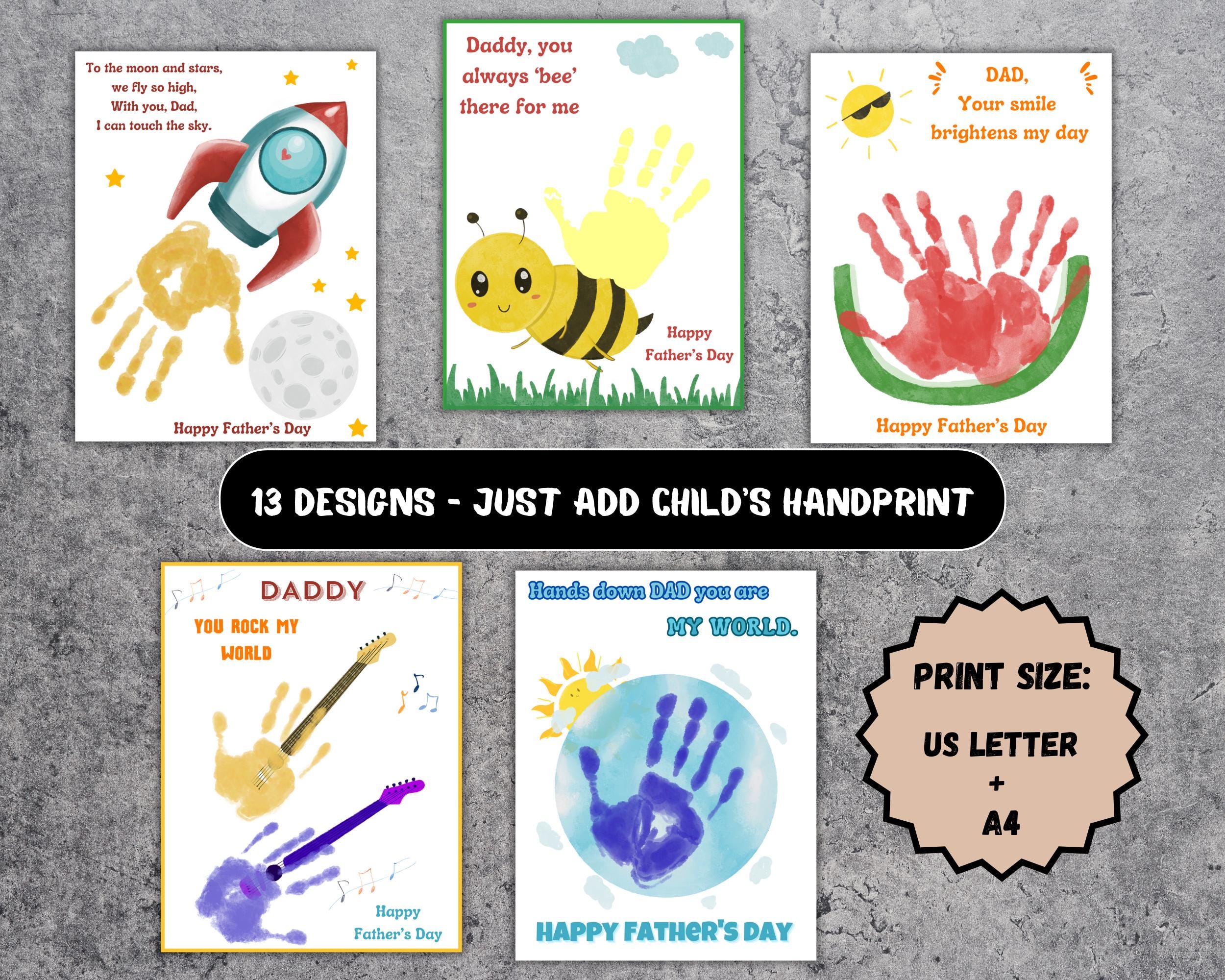 13 Handprint Art Bundle for Fathers Day Kids Craft Projects as a Dad ...
