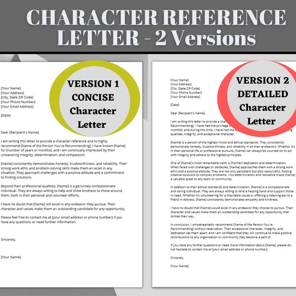 Character Reference Letter for Court - Etsy