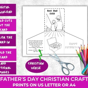Fathers Day Card, Fathers Day Christian Craft for Kids, Christian Verse ...