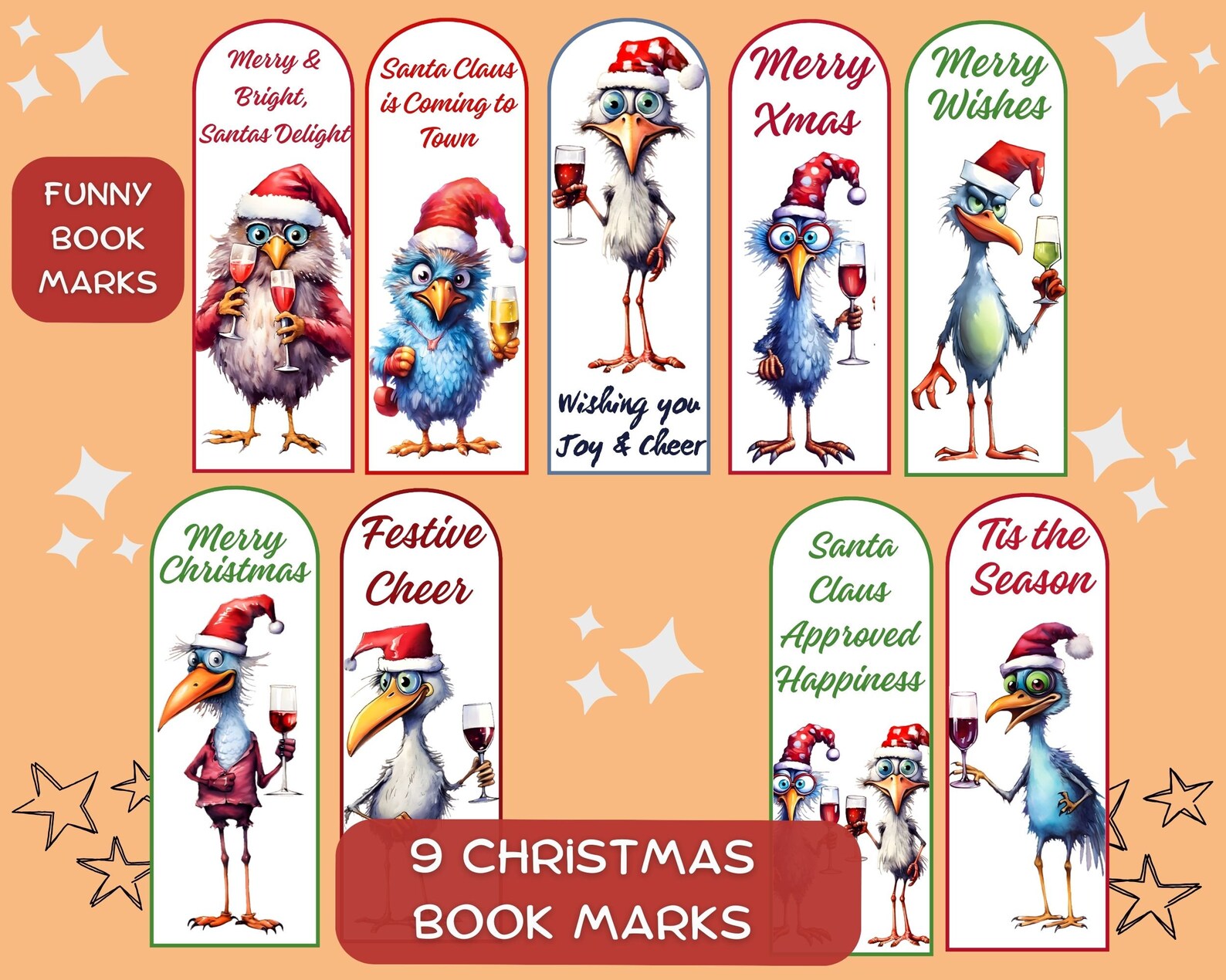 Book Marks for Christmas, Bookmarks Printable, Christmas Gift for Book ...