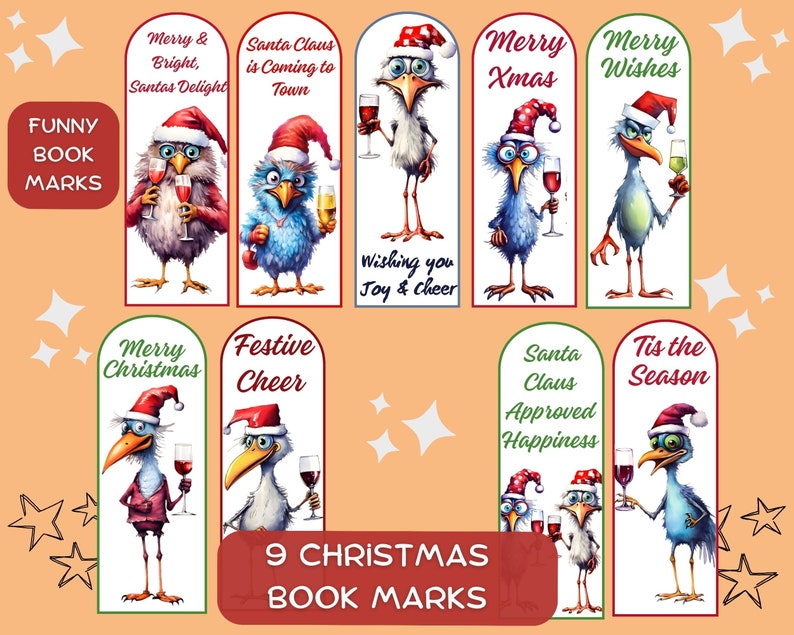 Book Marks for Christmas, Bookmarks Printable, Christmas Gift for Book ...