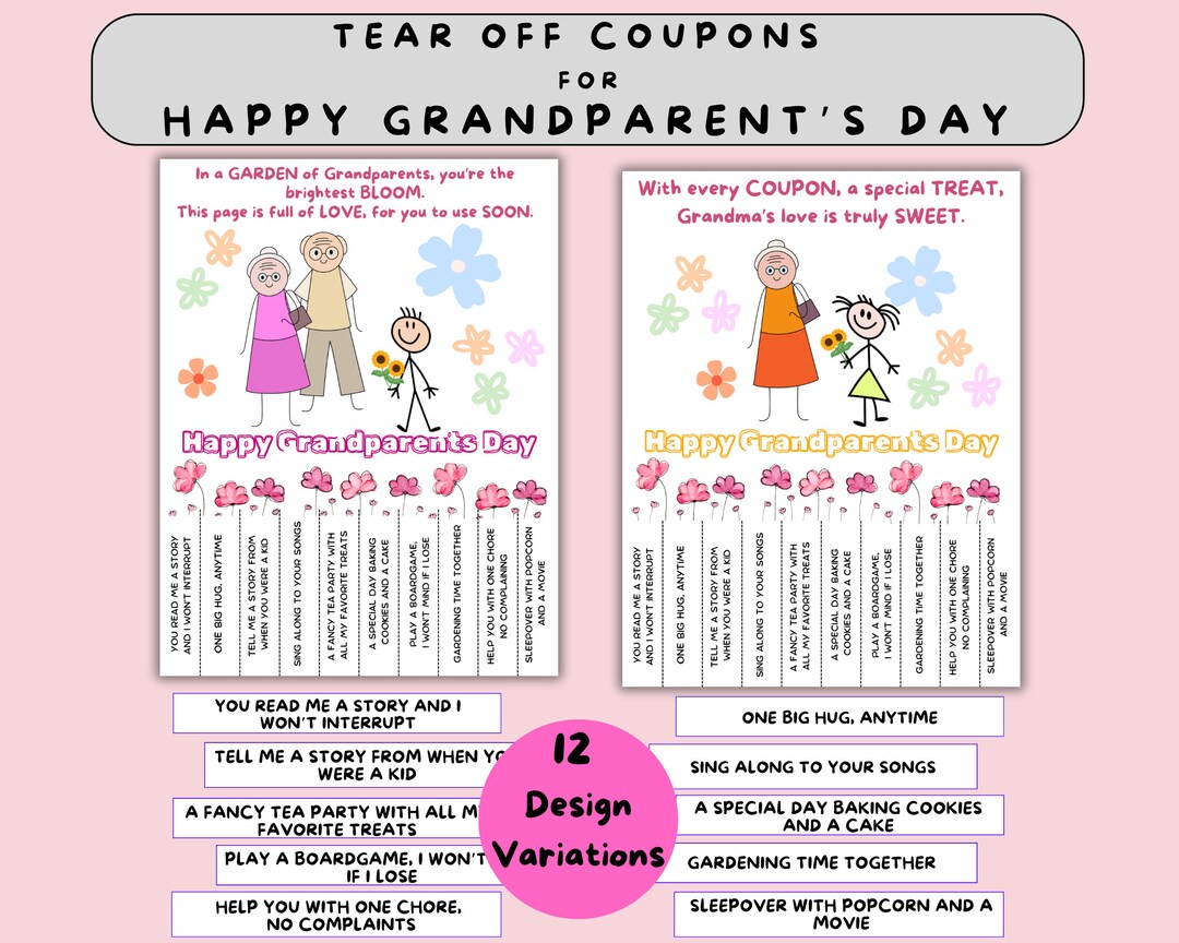 Happy Grandparent's Day Tear off Coupon Flyer - Printable Grandmother ...