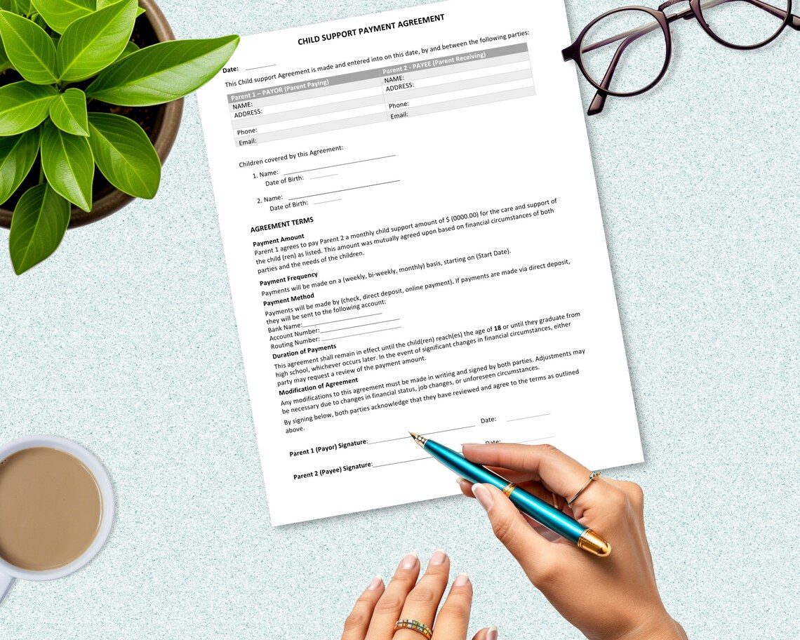 Editable Child Support Payment Agreement Letter - Personalize With Ease ...