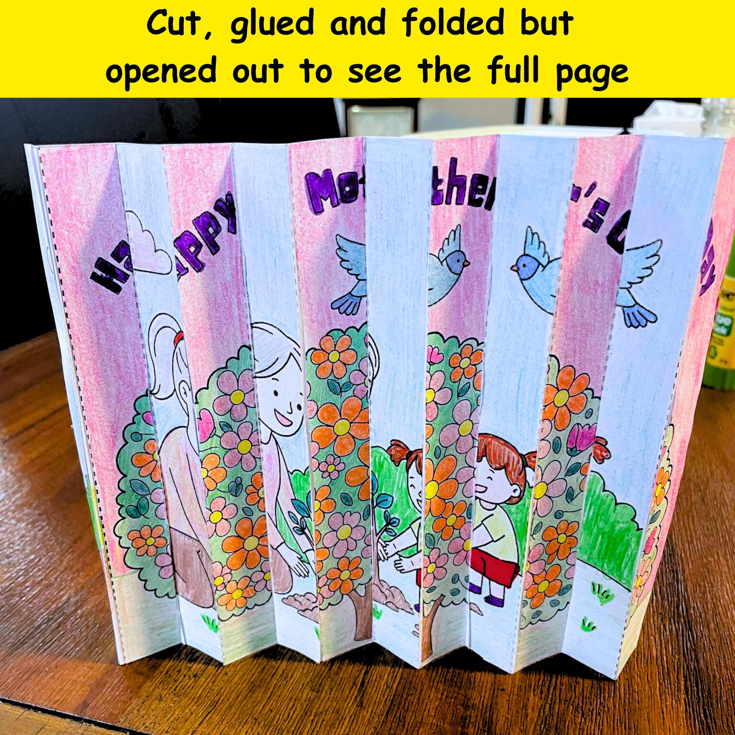 Mothers Day 3D Paper Craft Template, Agamograph Kids Activity Coloring ...