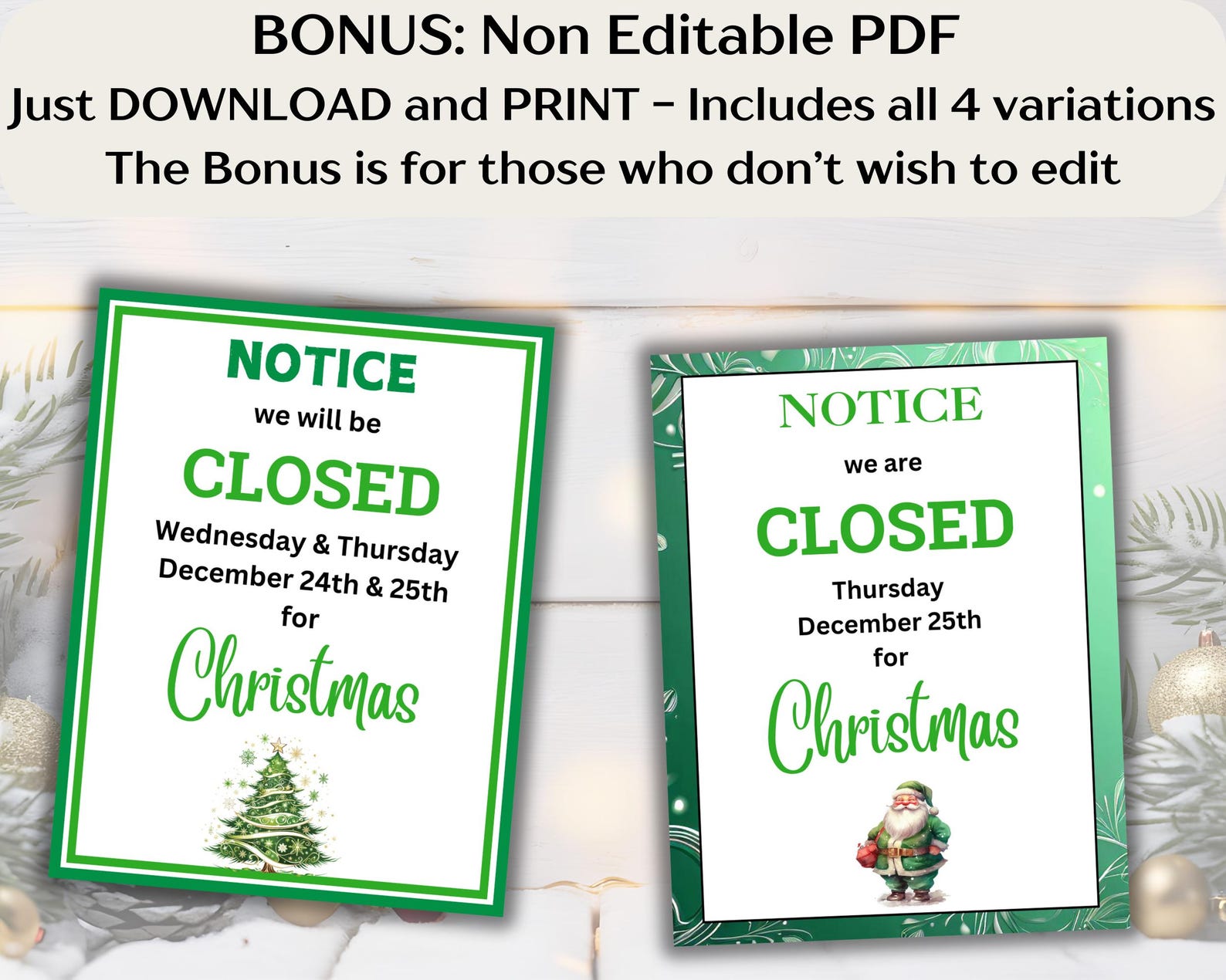 Closed Christmas Sign, Editable Office Sign for Door, Business Holiday ...