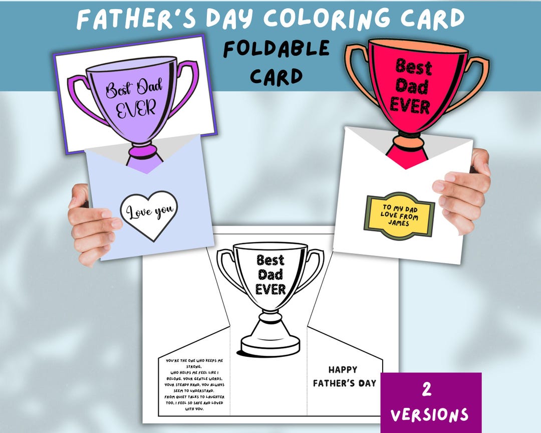 Fathers Day Coloring Card, Printable Father's Day Craft for Kids, Best ...