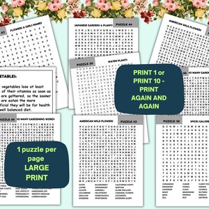 Volume 2 Word Search Puzzles, 25 Fun Gardening Themed Word Find Puzzles ...