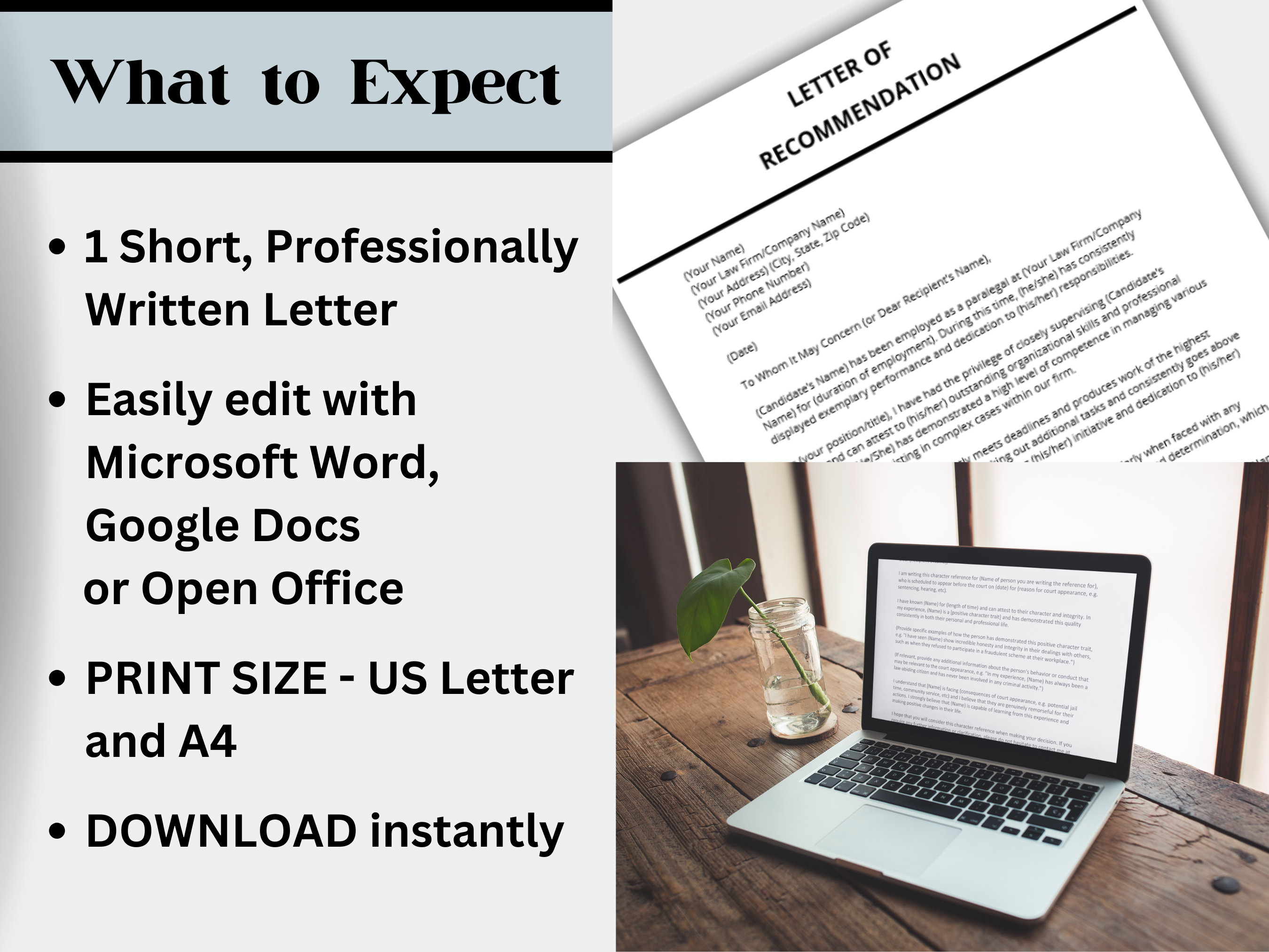 Paralegal Letter of Recommendation Template, Professional Reference ...