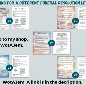 Editable Funeral Resolution Letter for a Funeral Service Church Funeral ...