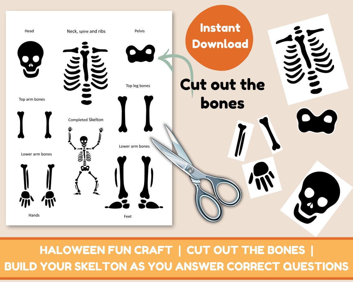 Build a Skeleton Printable Game, Hangman Game With a Skelton, 36 ...