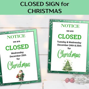 Closed Christmas Sign, Editable Office Sign for Door, Business Holiday ...
