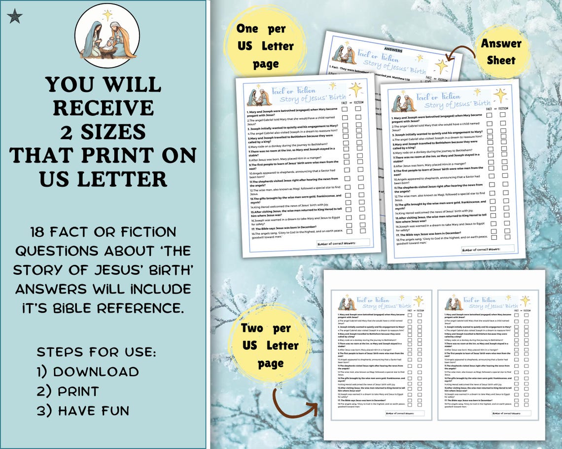 Bible Christmas Trivia Game 18 Questions on the Story of Jesus' Birth ...