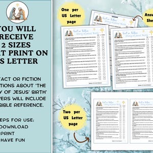 Bible Christmas Trivia Game 18 Questions on the Story of Jesus' Birth ...