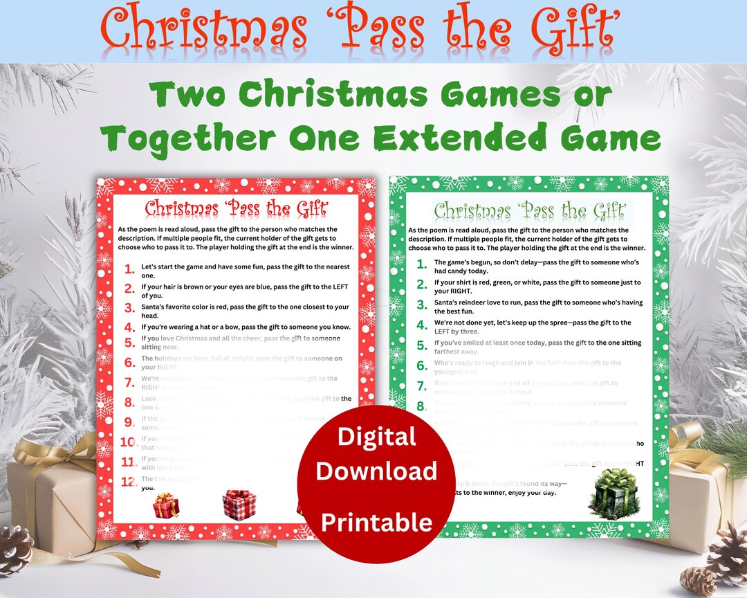 Christmas Game Printable, Pass the Prize Game, Classroom or Office ...