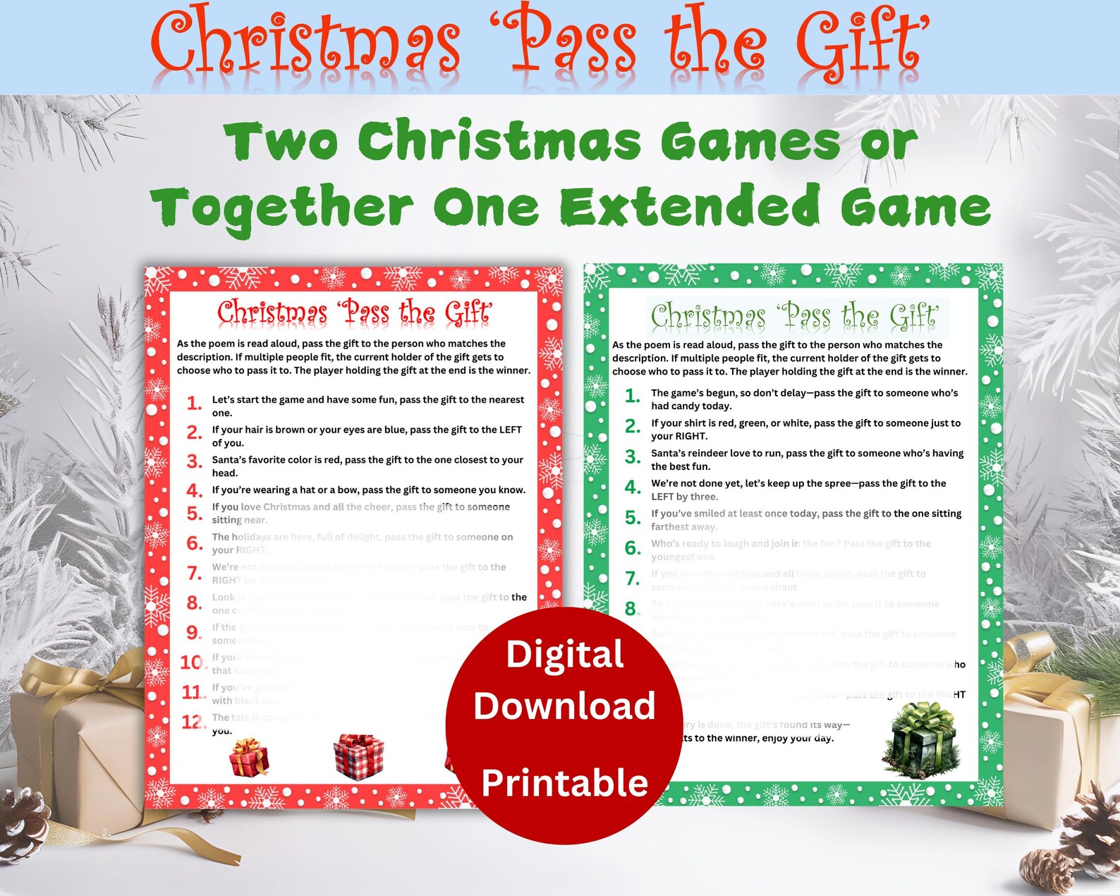 Christmas Game Printable, Pass the Prize Game, Classroom or Office ...