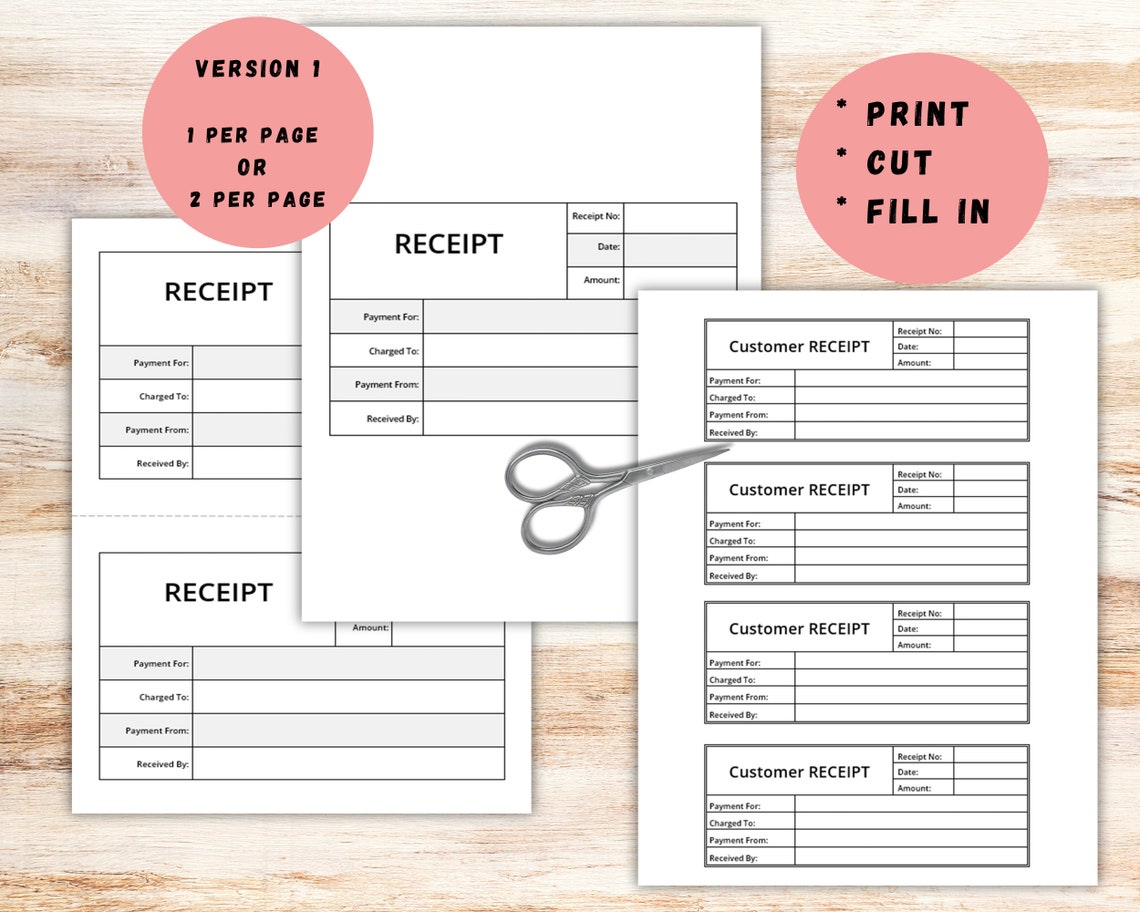 Cash Payment Receipt, Sales Receipt for Personal Use or a Small ...