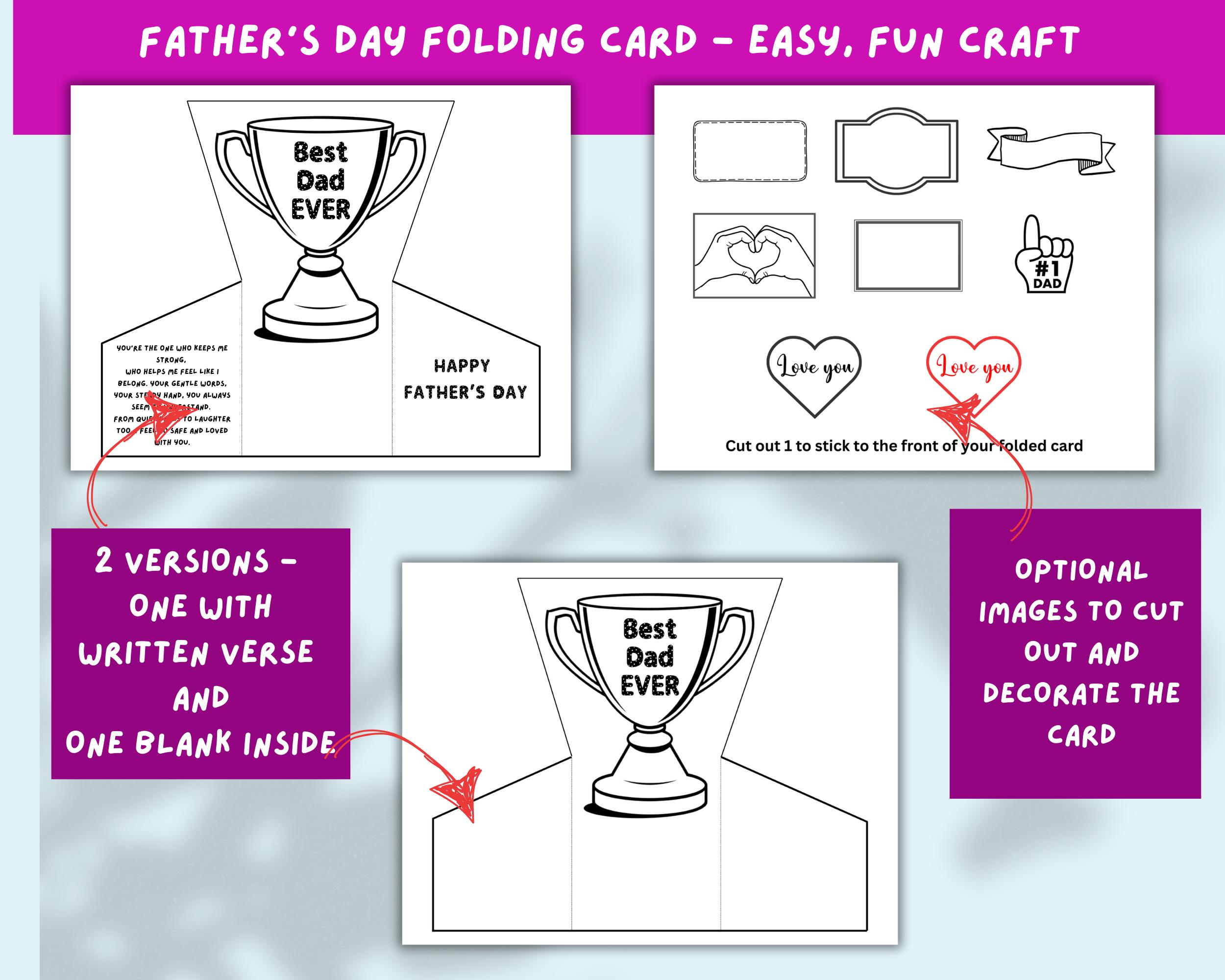 Fathers Day Coloring Card, Printable Father's Day Craft for Kids, Best ...