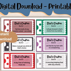 Father's Day Printable Coupon Book, A Gift for Dad on Father's Day: 18 ...