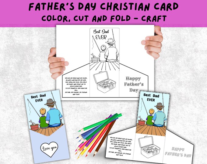 Christian Father's Day Cards for Kids to Color, DIY Gift for Dad With ...