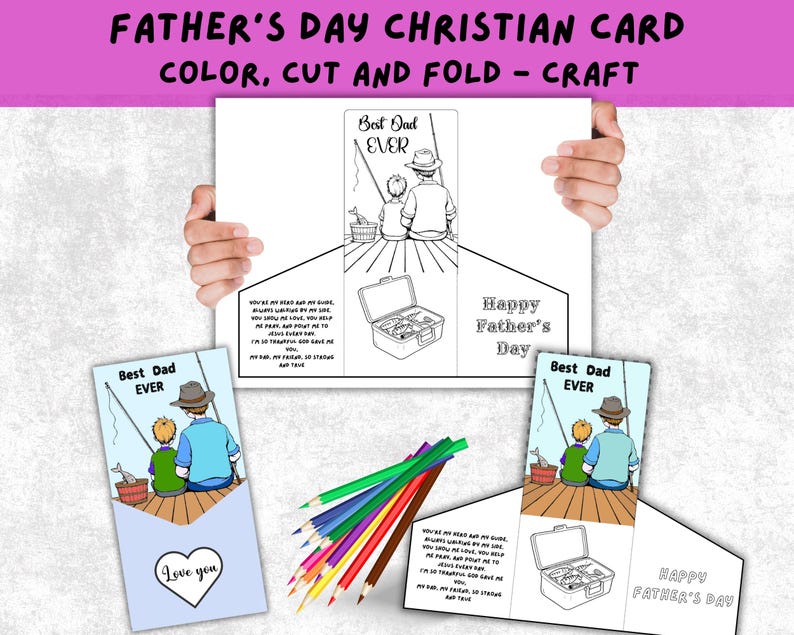 Fathers Day Card, Fathers Day Christian Craft for Kids, Christian Verse ...