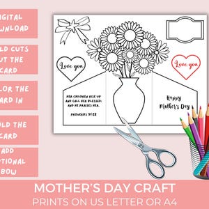 Mothers Day Bible Craft for Kids, Printable Mothers Day Coloring Card ...