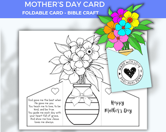Mothers Day Bible Craft for Kids, Printable Mothers Day Coloring Card ...