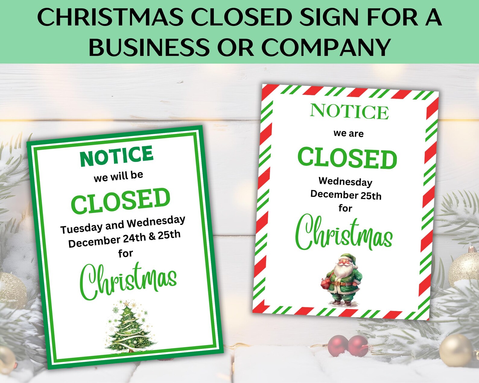 Closed Christmas Sign, Editable Office Sign for Door, Business Holiday ...