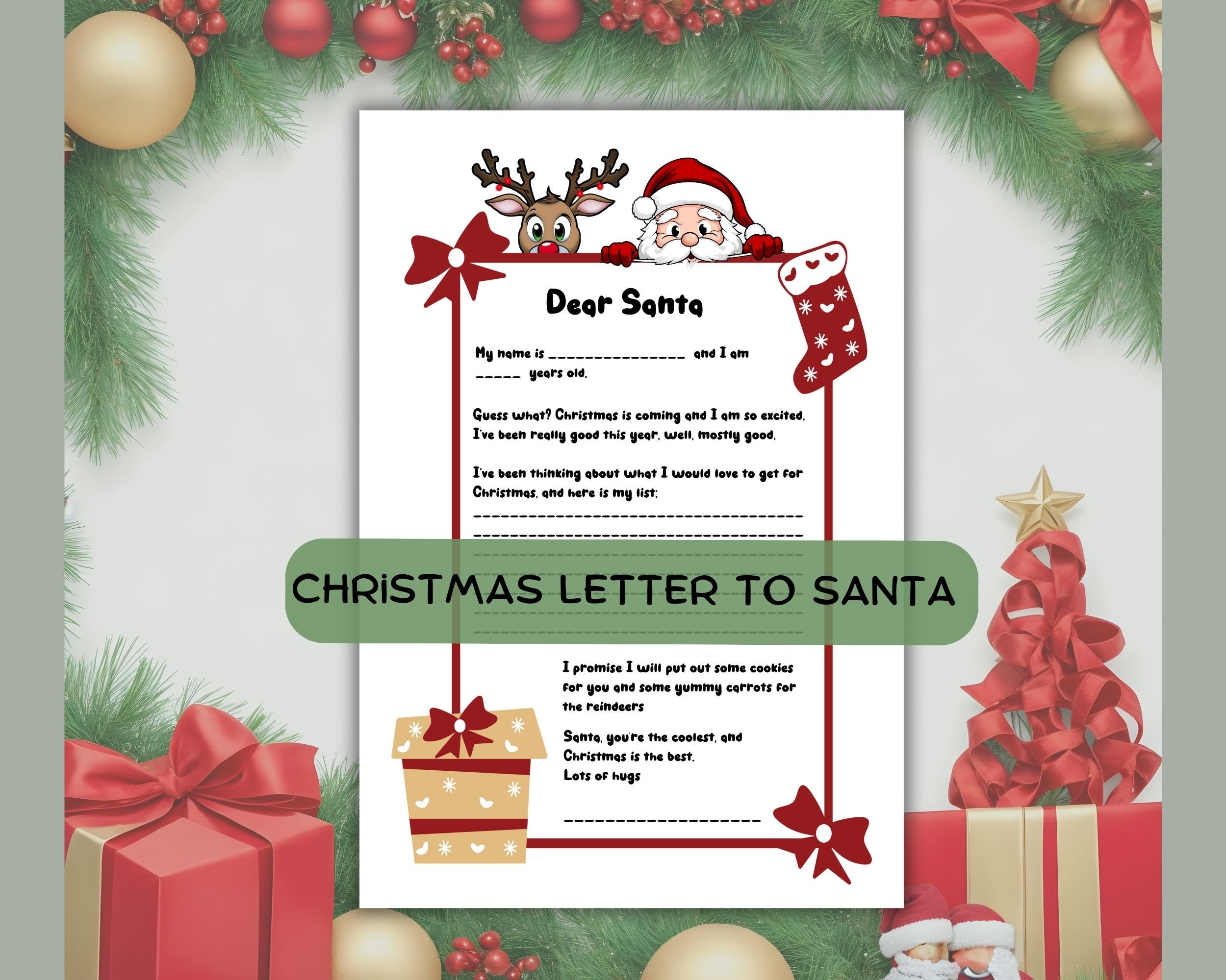 Letter to Santa Printable, Santa Letter, Easy to Print Letter to Santa ...