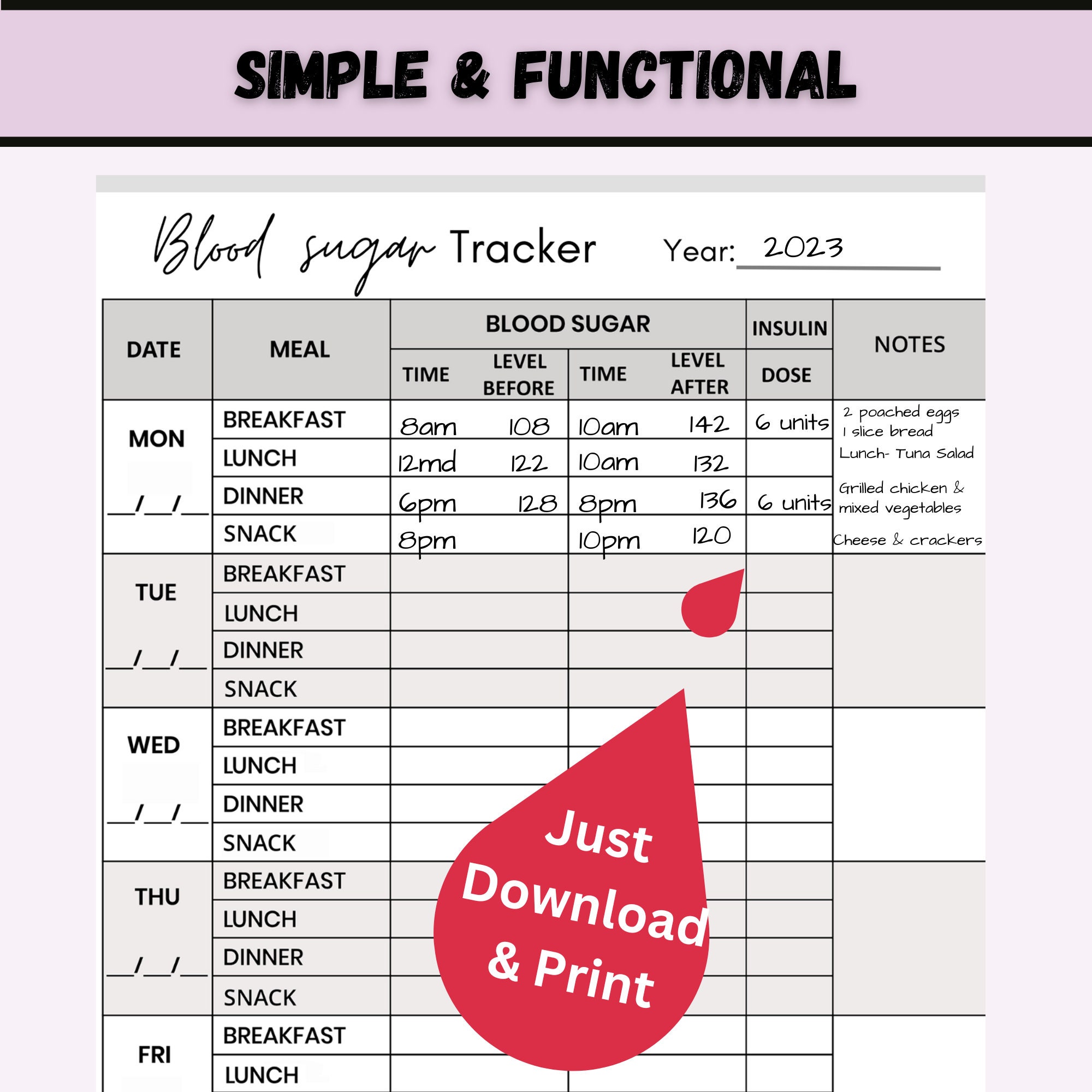 Blood Sugar Log, Blood Sugar Tracker, Diabetes Log to Effortlessly ...