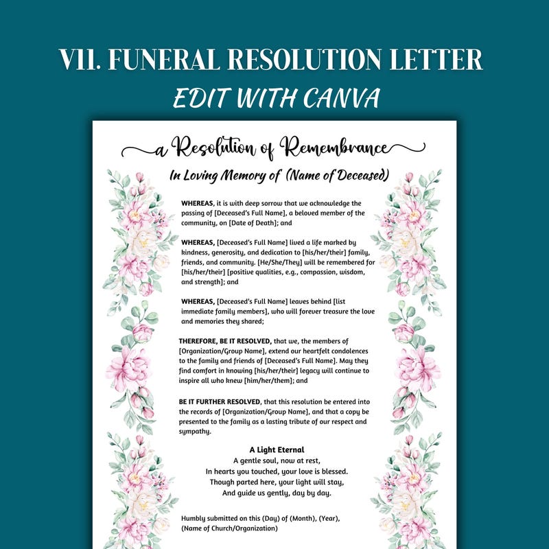 Funeral Resolutions for Classmates - Etsy