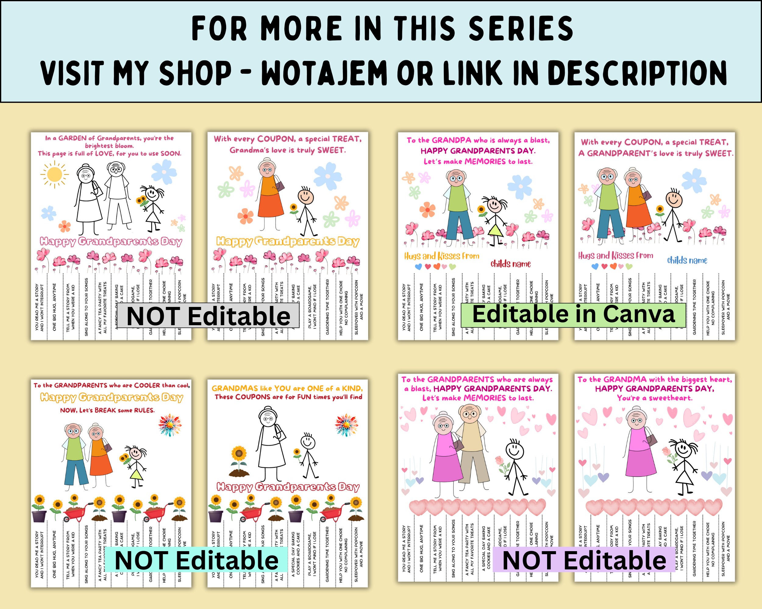 Editable Happy Grandparent's Day Coupon Flyer Printable Grandmother and ...