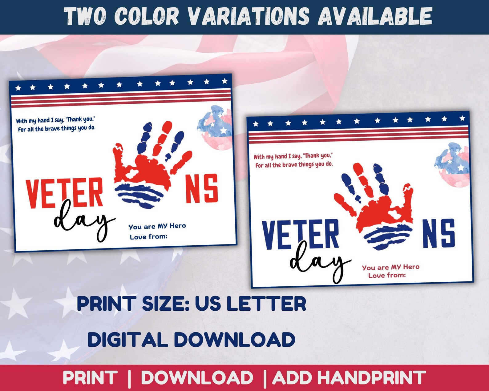 Veterans Day Handprint Art, Happy Veterans Day Handprint Keepsake ...
