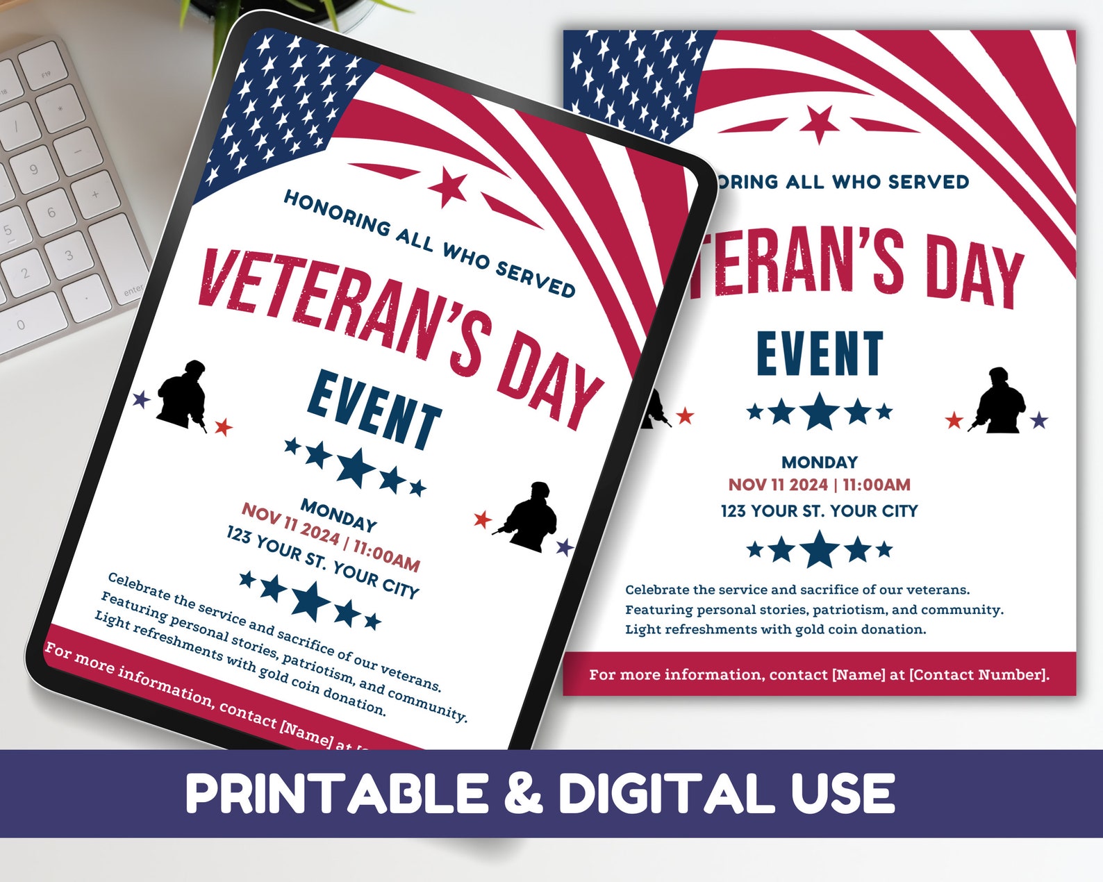 Editable Veteran's Day Flyer Template for Event Promotion Happy ...