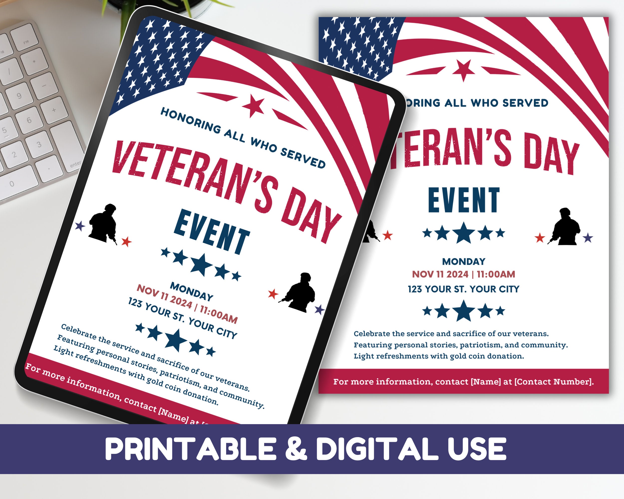 Editable Veteran's Day Flyer Template for Event Promotion Happy ...