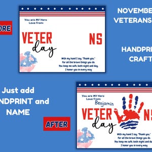 Veterans Day Handprint Art, Happy Veterans Day Handprint Keepsake ...