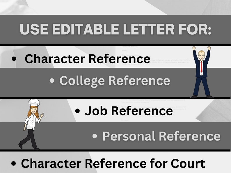 Character Reference Written Letter, Recommendation Letter, Editable ...